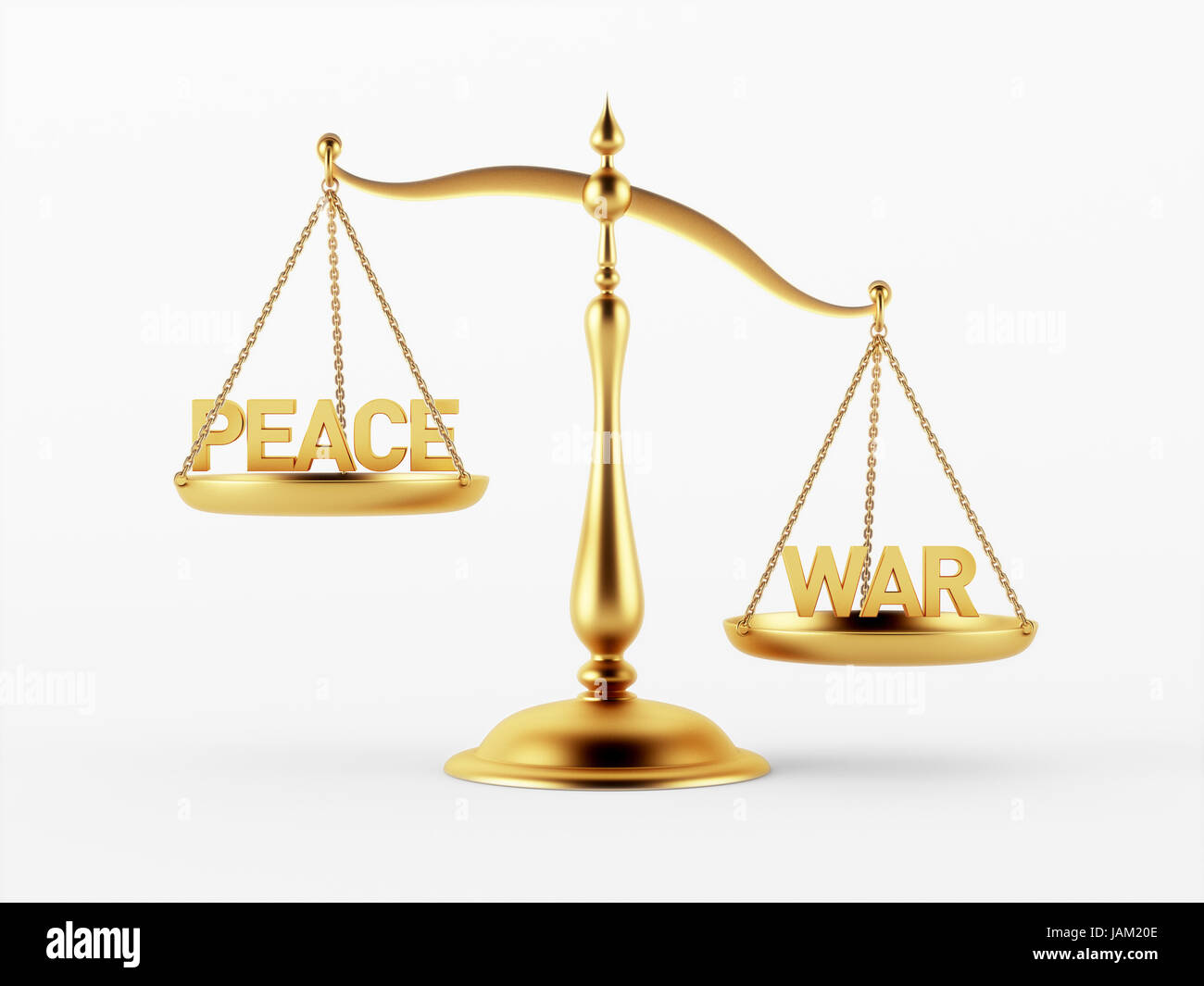 Peace and War Justice Scale Concept isolated on white background Stock ...