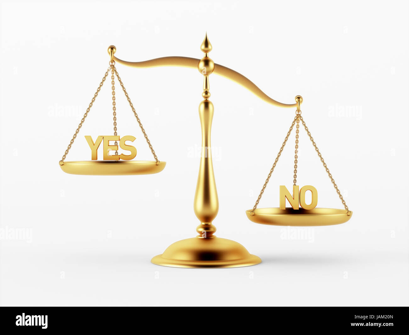 Yes and No Justice Scale Concept isolated on white background Stock ...