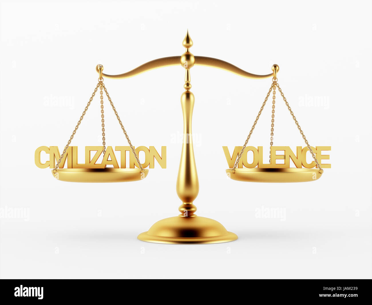 Civilization and Violence Justice Scale Concept isolated on white ...