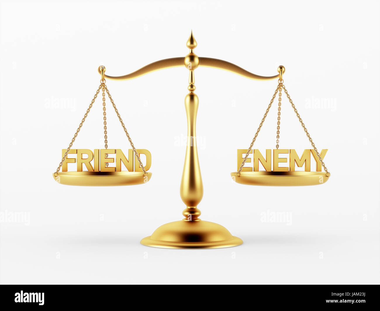 Friend and Enemy Justice Scale Concept isolated on white background ...
