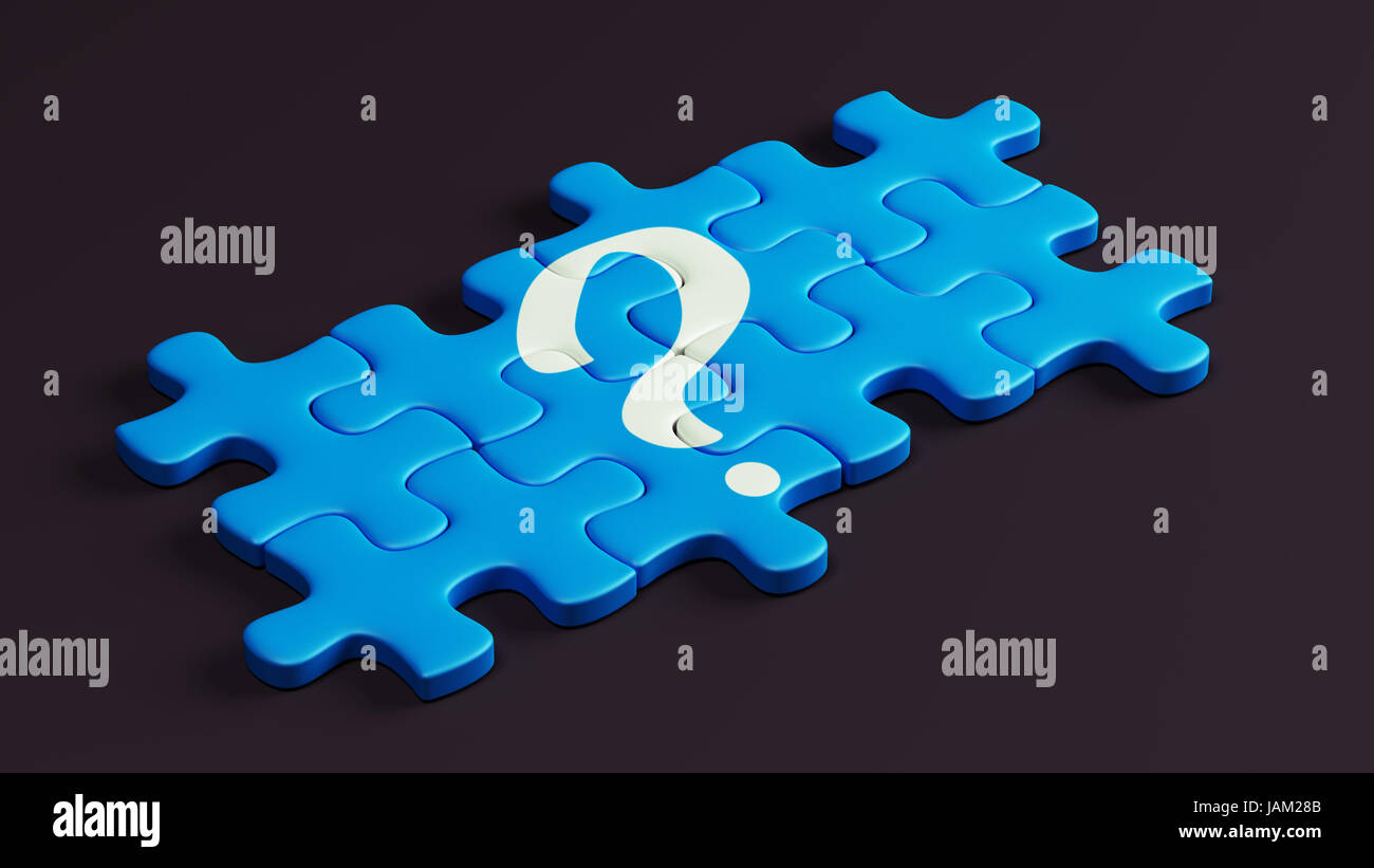 Question Puzzle isolated on black background Stock Photo - Alamy