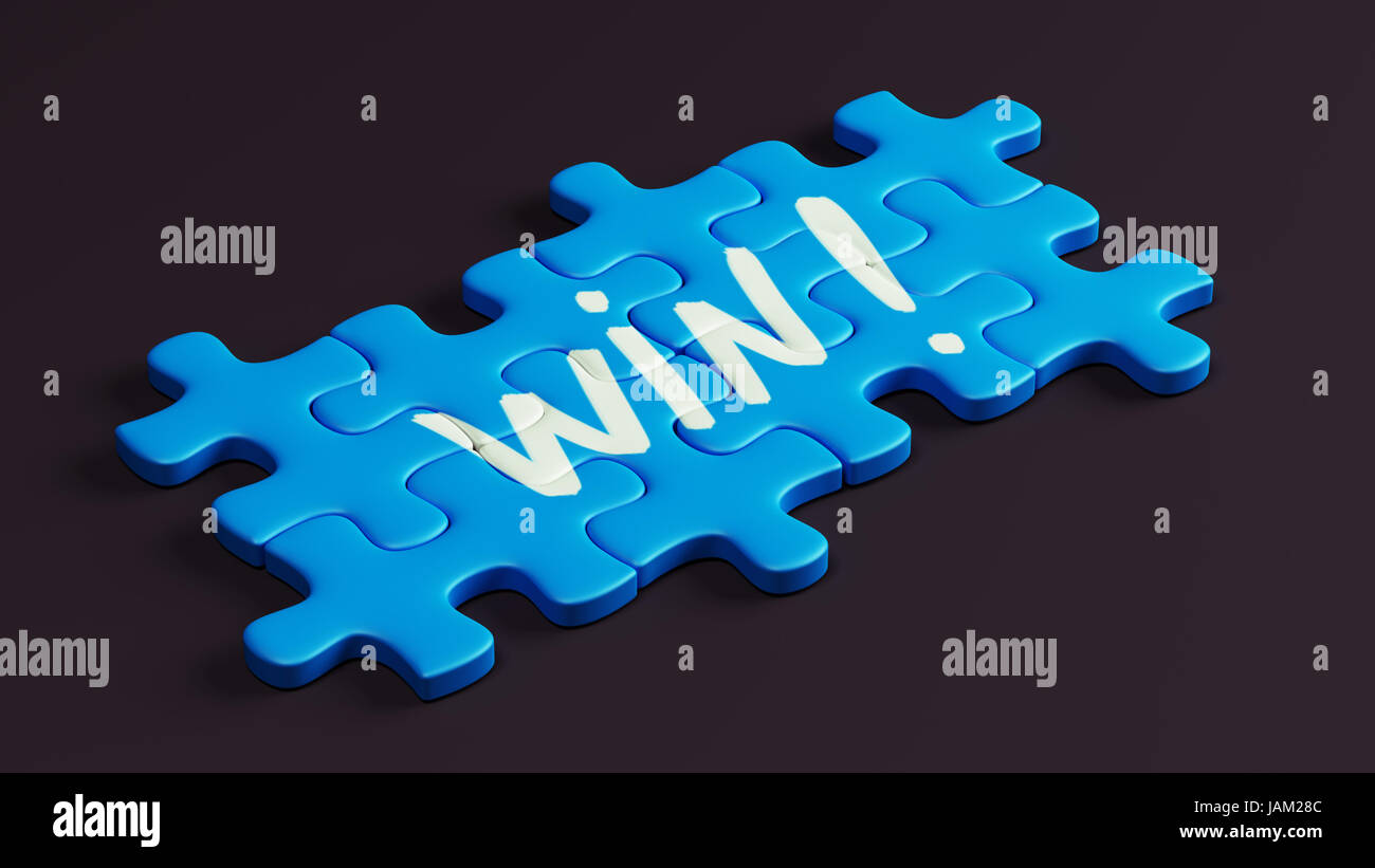 Win Puzzle isolated on black background Stock Photo - Alamy