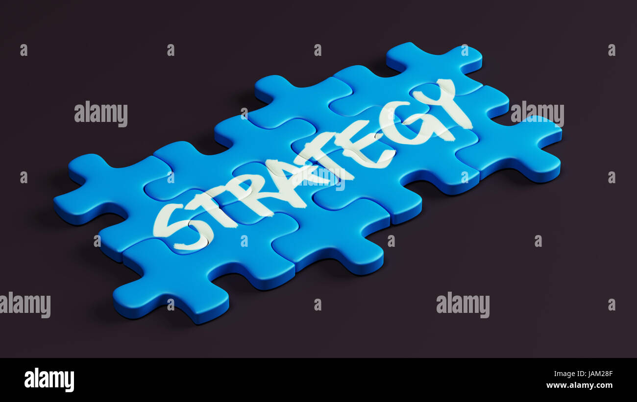 Strategy Puzzle isolated on black background Stock Photo - Alamy