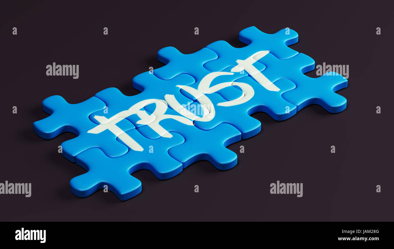Trust Puzzle isolated on black background Stock Photo - Alamy