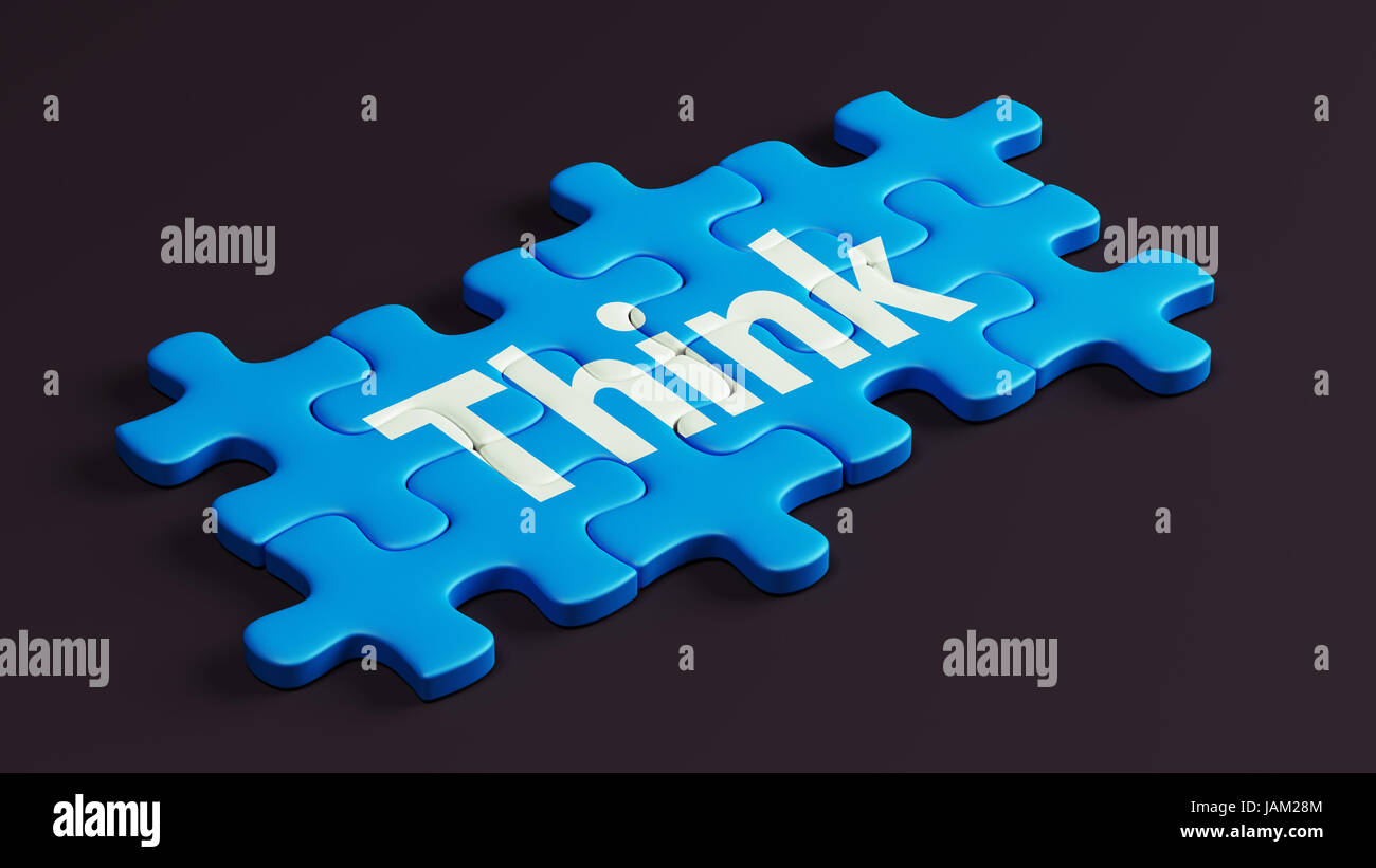 Think Puzzle isolated on black background Stock Photo - Alamy