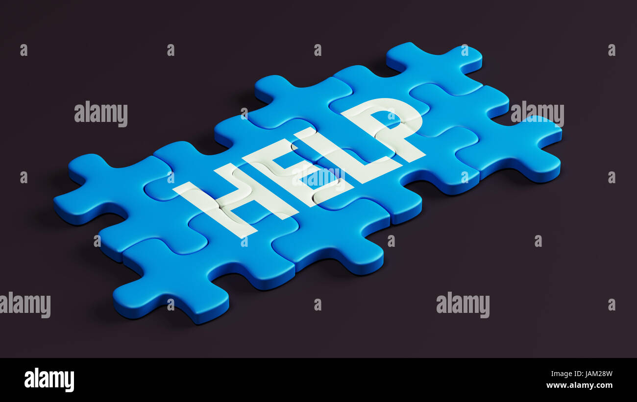 Help Puzzle isolated on black background Stock Photo - Alamy