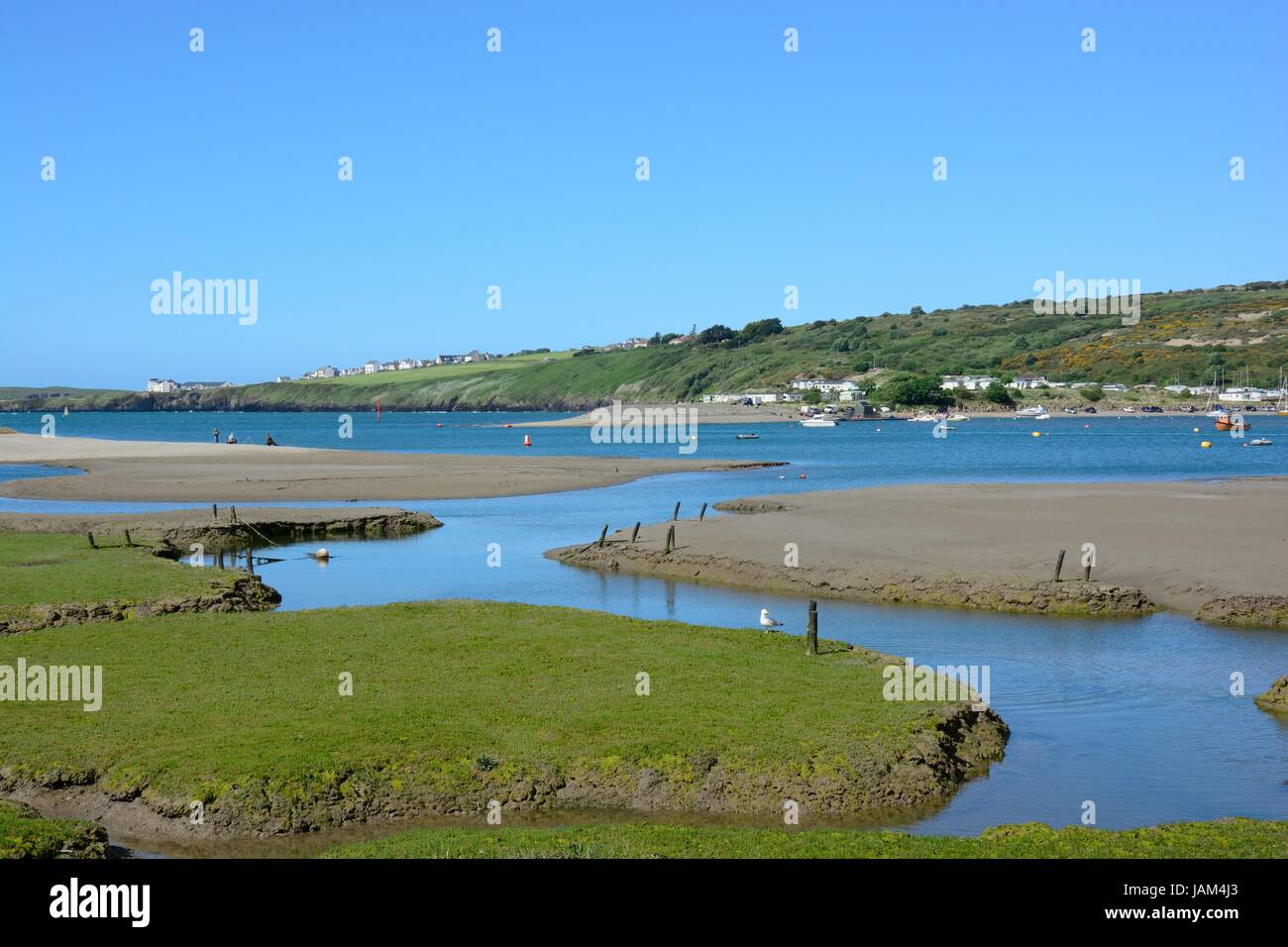 View from Poppit Sands over the River Teifi estuary towards Gwbert ...