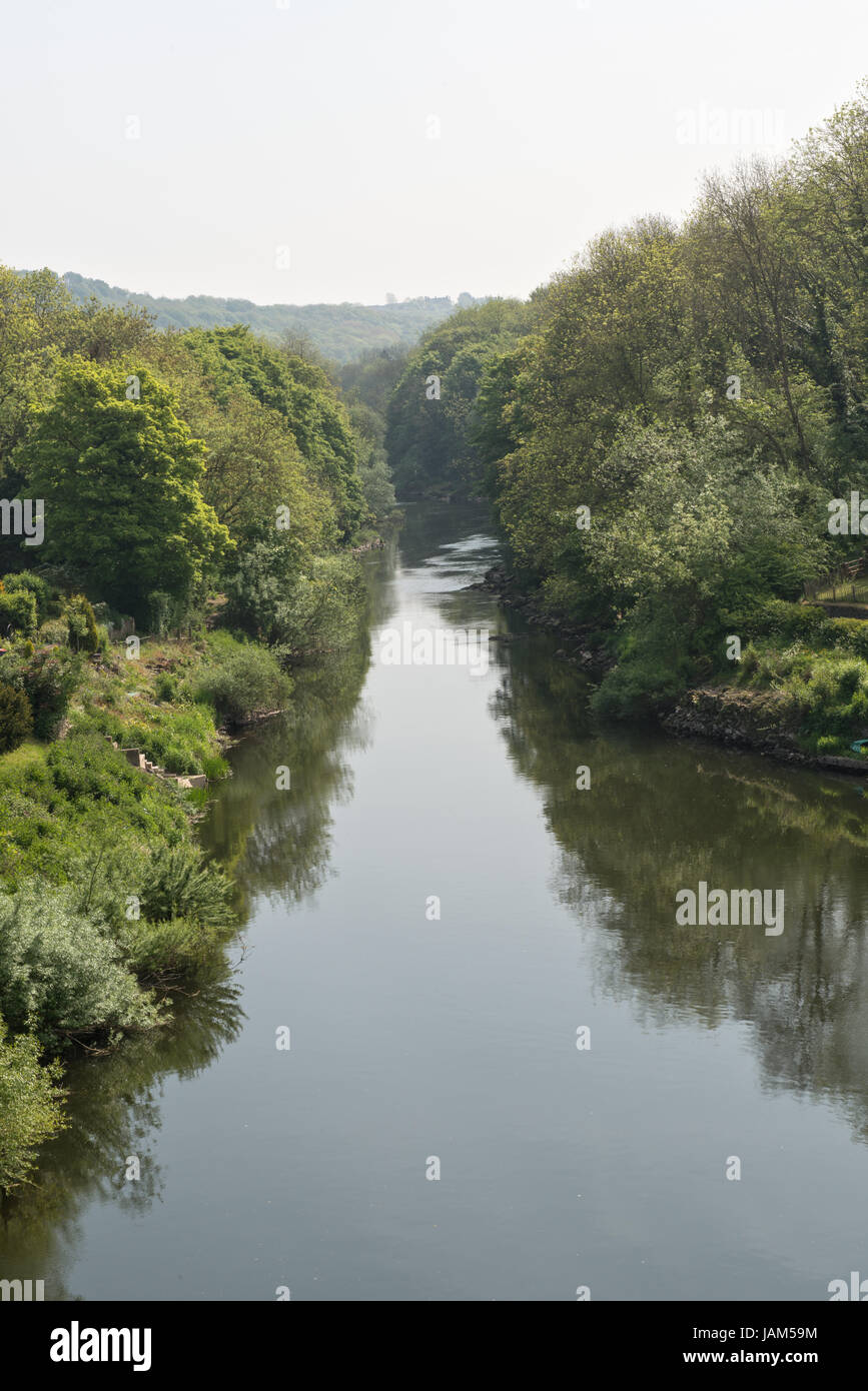 View of the River Severn from the world famous Iron Bridge in ...