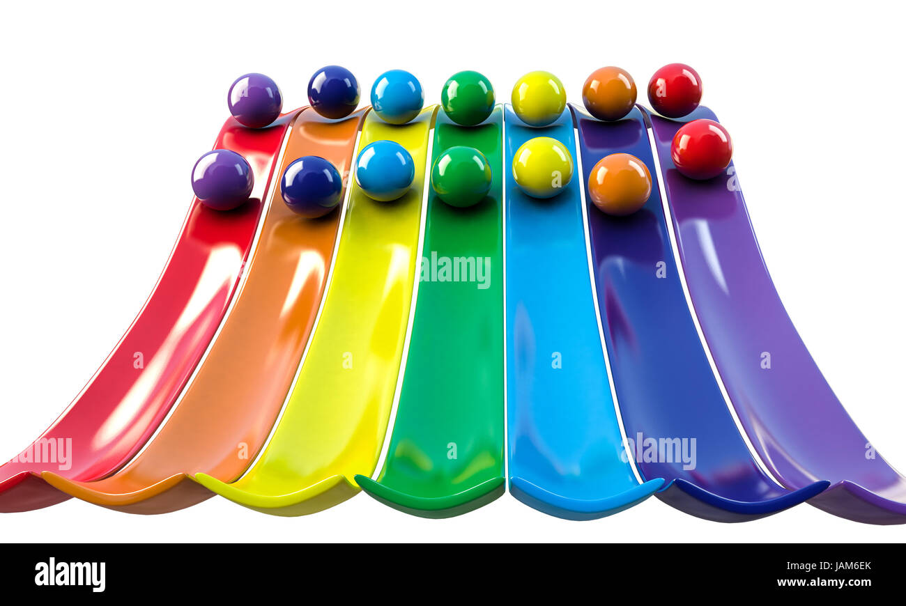 3d illustration of a rainbow slide isolated on white background Stock ...