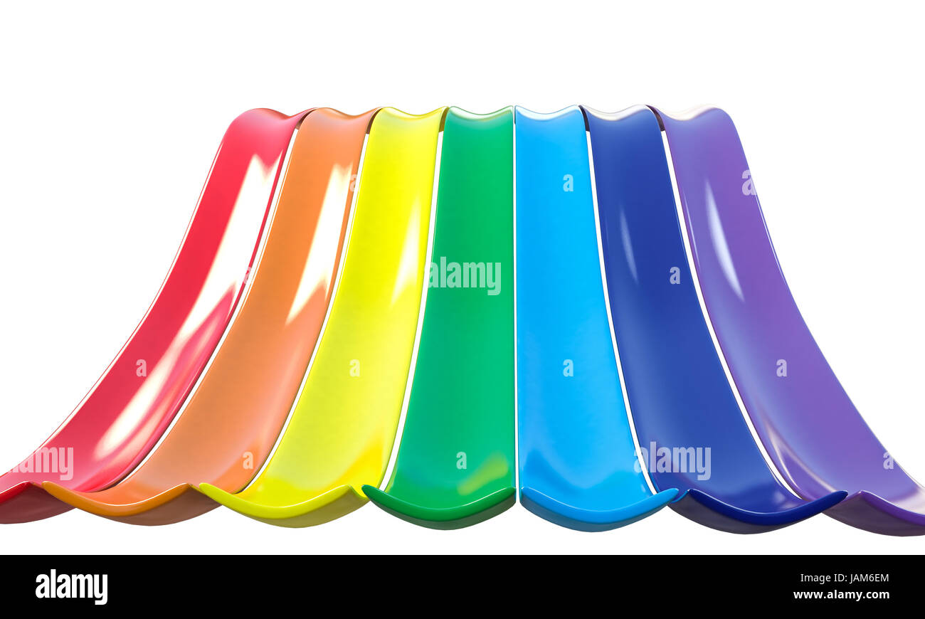 3d illustration of a rainbow slide isolated on white background Stock ...