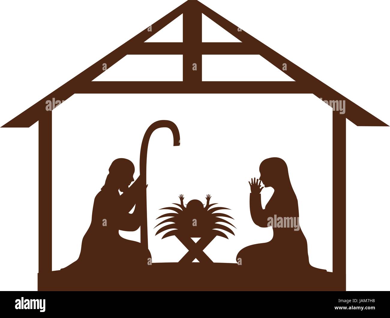 stable with holy family manger Stock Vector Image & Art - Alamy