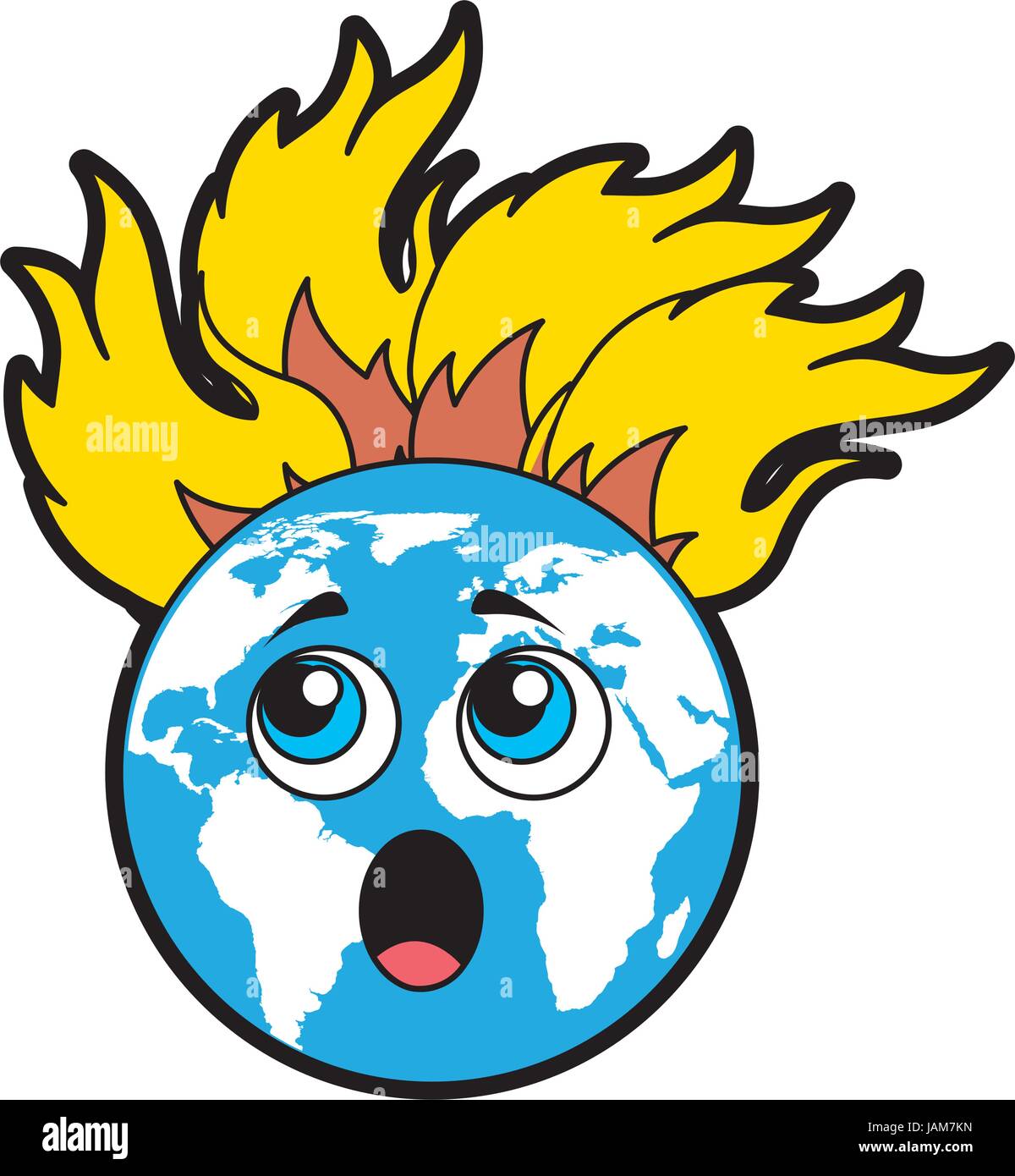 world planet with flames comic character Stock Vector Image & Art - Alamy