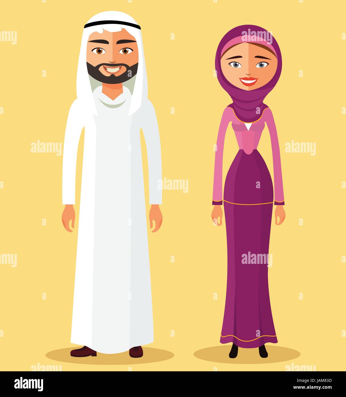 Arab muslim couple man and woman standing Stock Vector Image & Art - Alamy