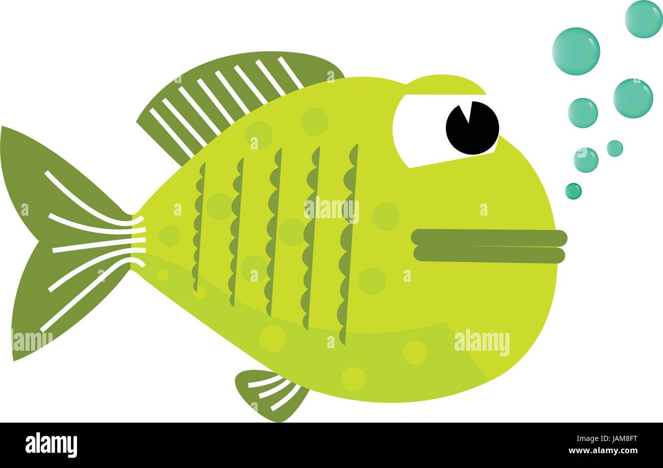 Cute fish with bubbles vector flat Stock Vector Image & Art - Alamy