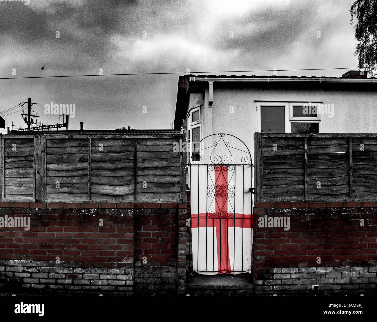 England Flag Covers Gate Stock Photo - Alamy