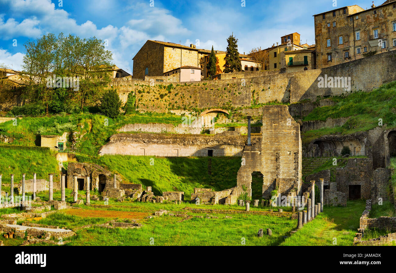 Volterra, roman theatre ruins. 1st century bce, Tuscany, Italy, Europe ...