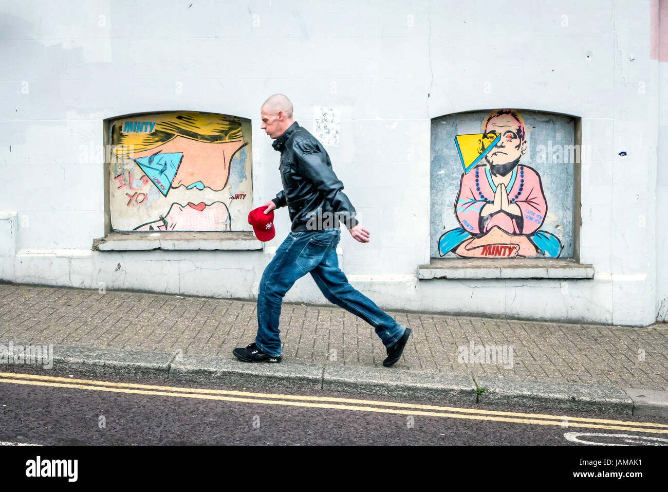 Art by street artist Minty on the street in Brighton Stock Photo - Alamy