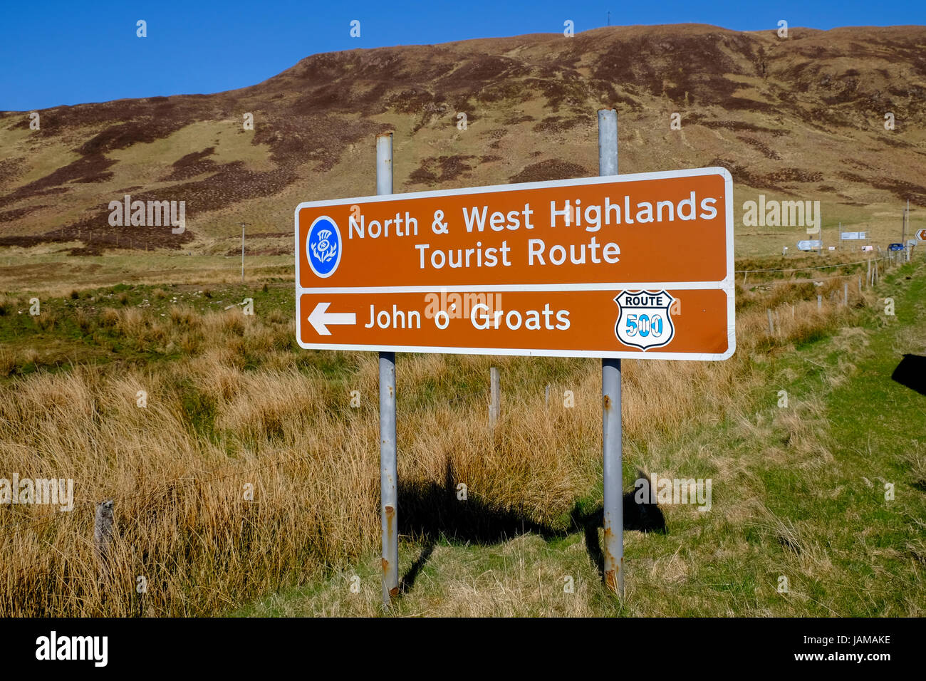 The North Coast 500 route sign, Scotland, UK Stock Photo - Alamy