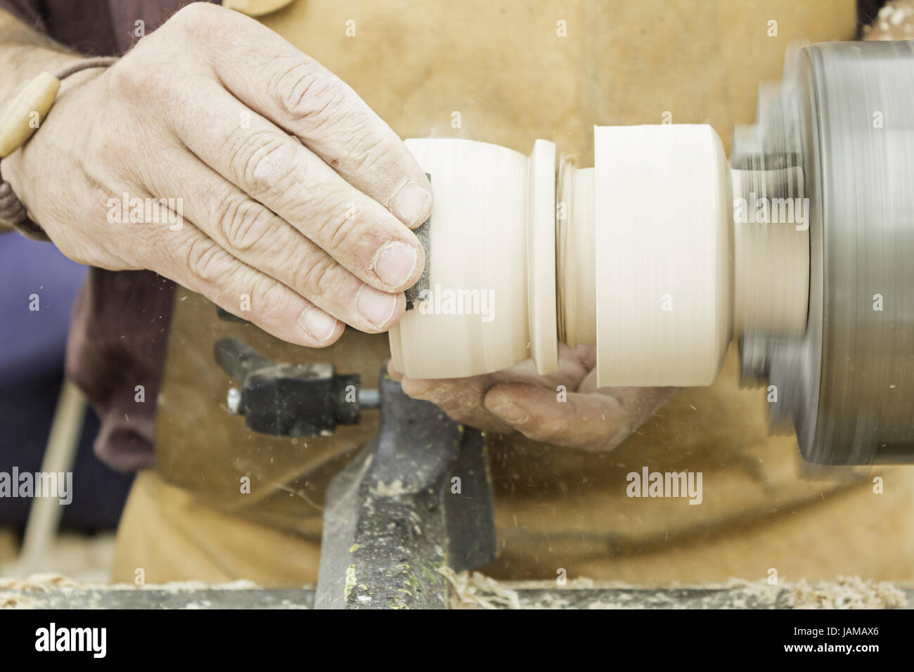 Wood turner crafting, carpentry and joiner Stock Photo - Alamy