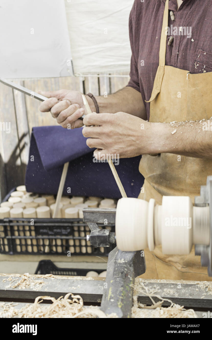 Wood turner crafting, carpentry and joiner Stock Photo - Alamy
