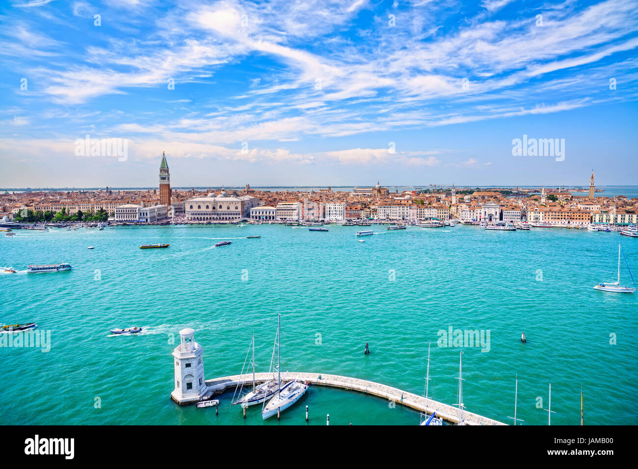 Venice panoramic landmark, aerial view of Piazza San Marco or st Mark ...