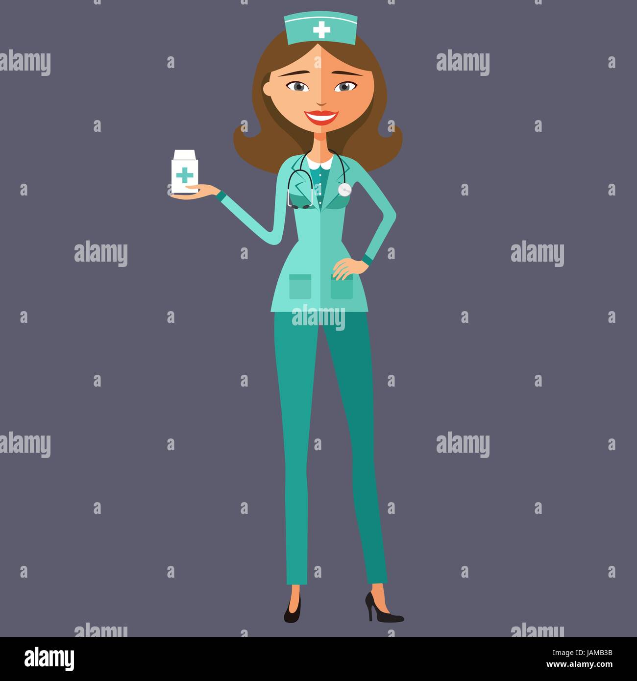 Doctor with medicine tablets vector flat cartoon illustration Stock ...