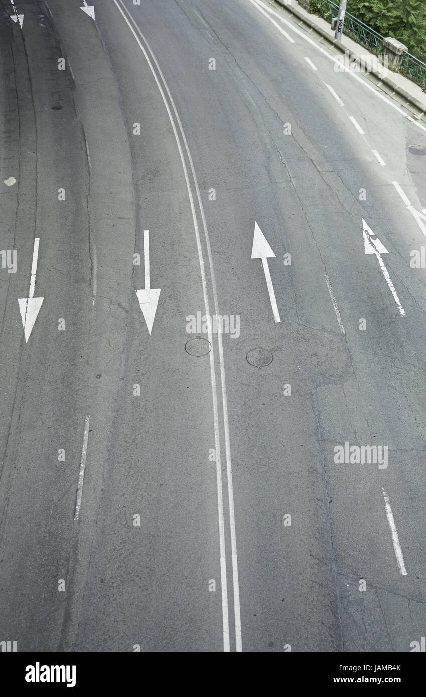 Four lane road with arrows pamplona, travel Stock Photo - Alamy