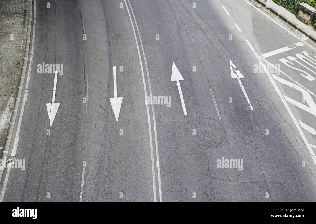 Four lane road with arrows pamplona, travel Stock Photo - Alamy
