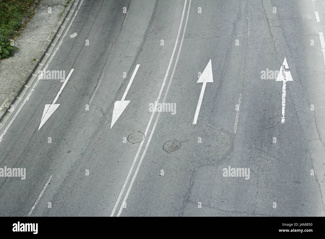 Four lane road with arrows pamplona, travel Stock Photo - Alamy