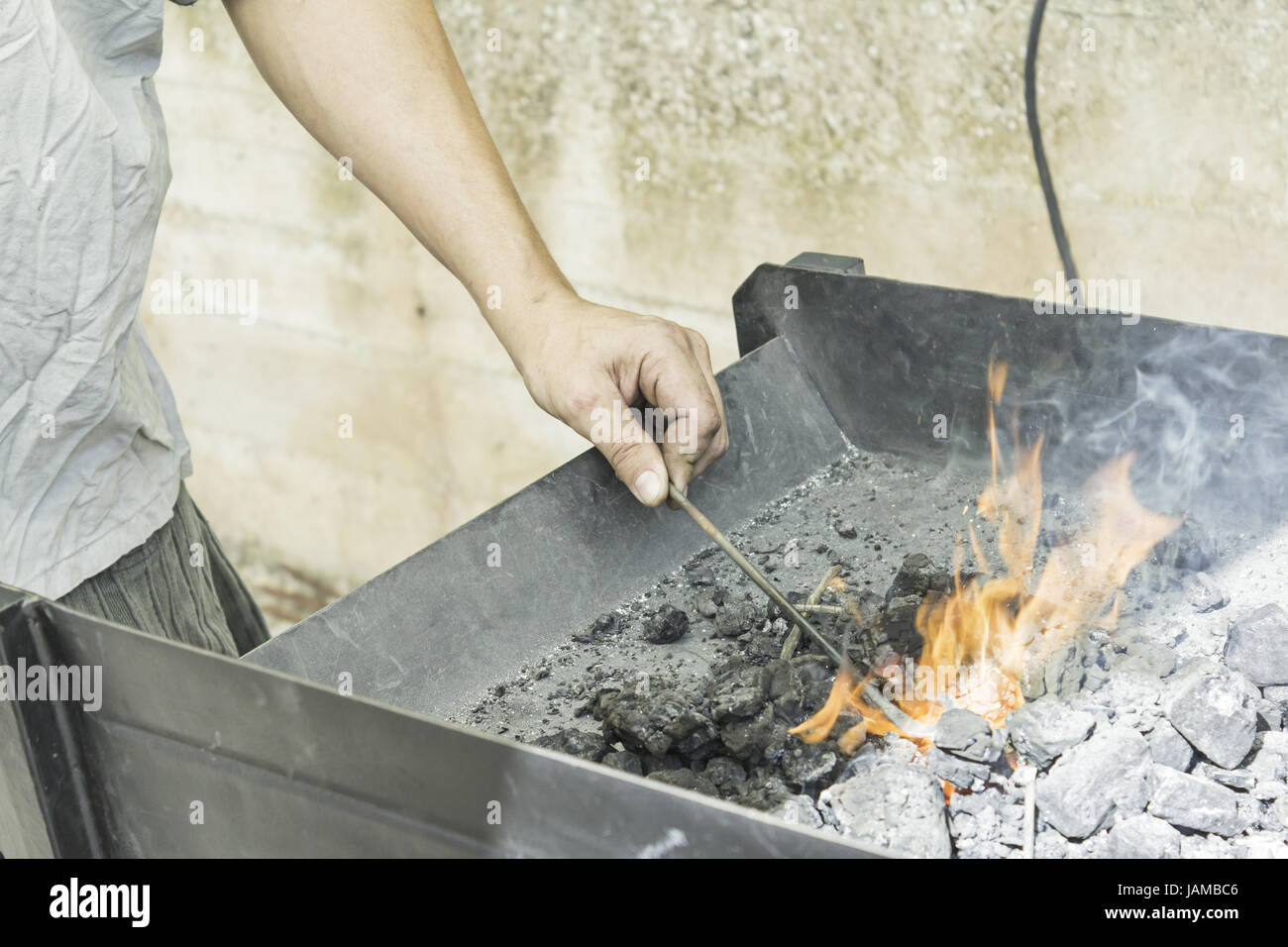 Cast Iron Forge craft market fire, work Stock Photo - Alamy