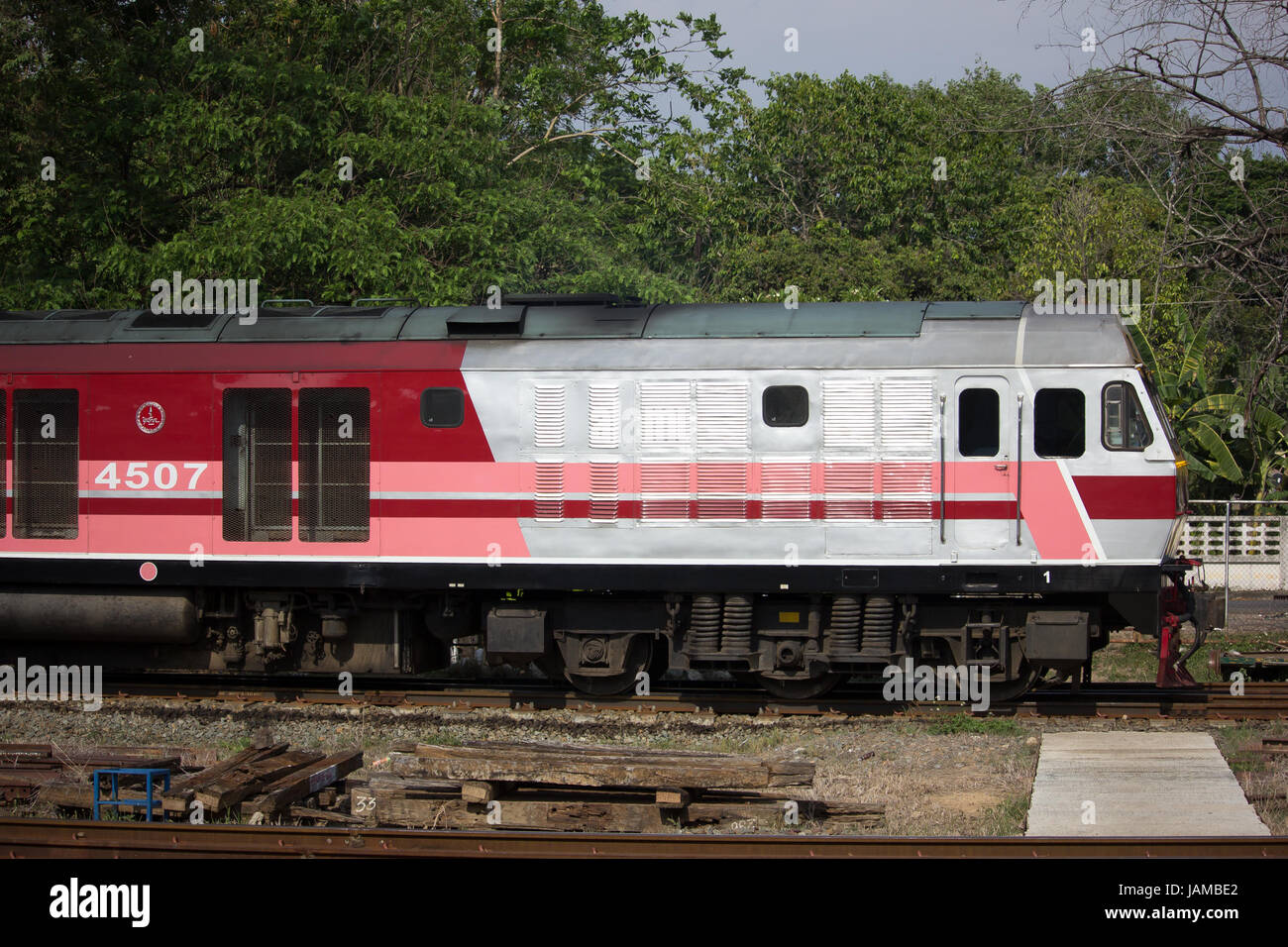 CHIANG MAI, THAILAND -MAY 10 2017: Hitachi Diesel locomotive no.4507 ...