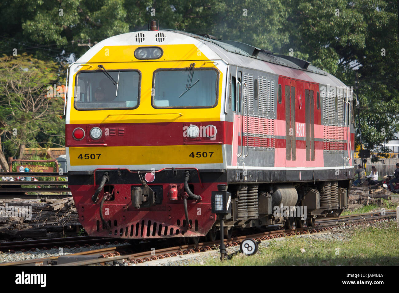 CHIANG MAI, THAILAND -MAY 10 2017: Hitachi Diesel locomotive no.4507 ...