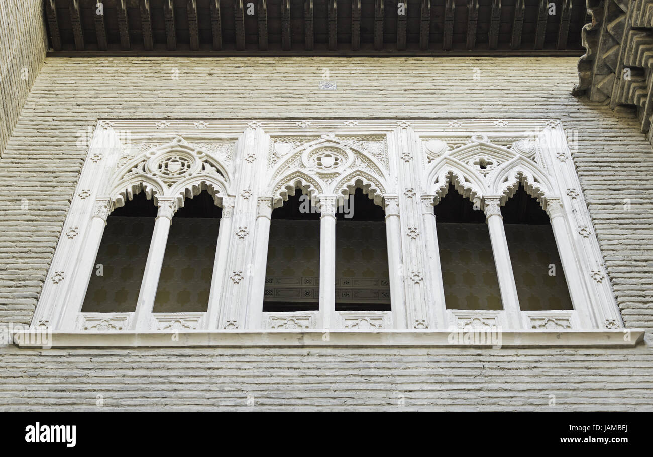 Medieval window of brick and wood, ancient, construction and ...