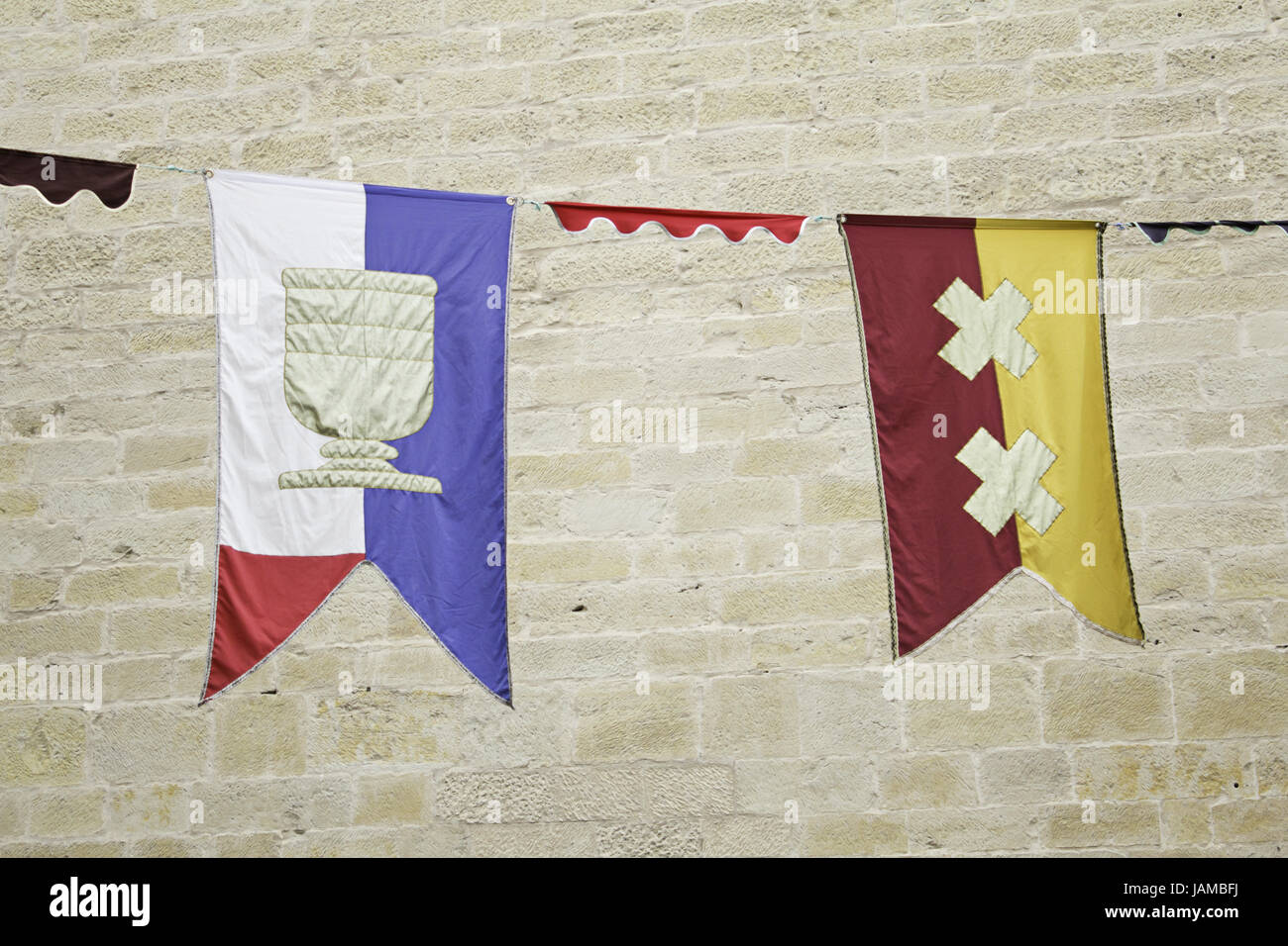 Flag representative medieval celebration in town, culture and history ...