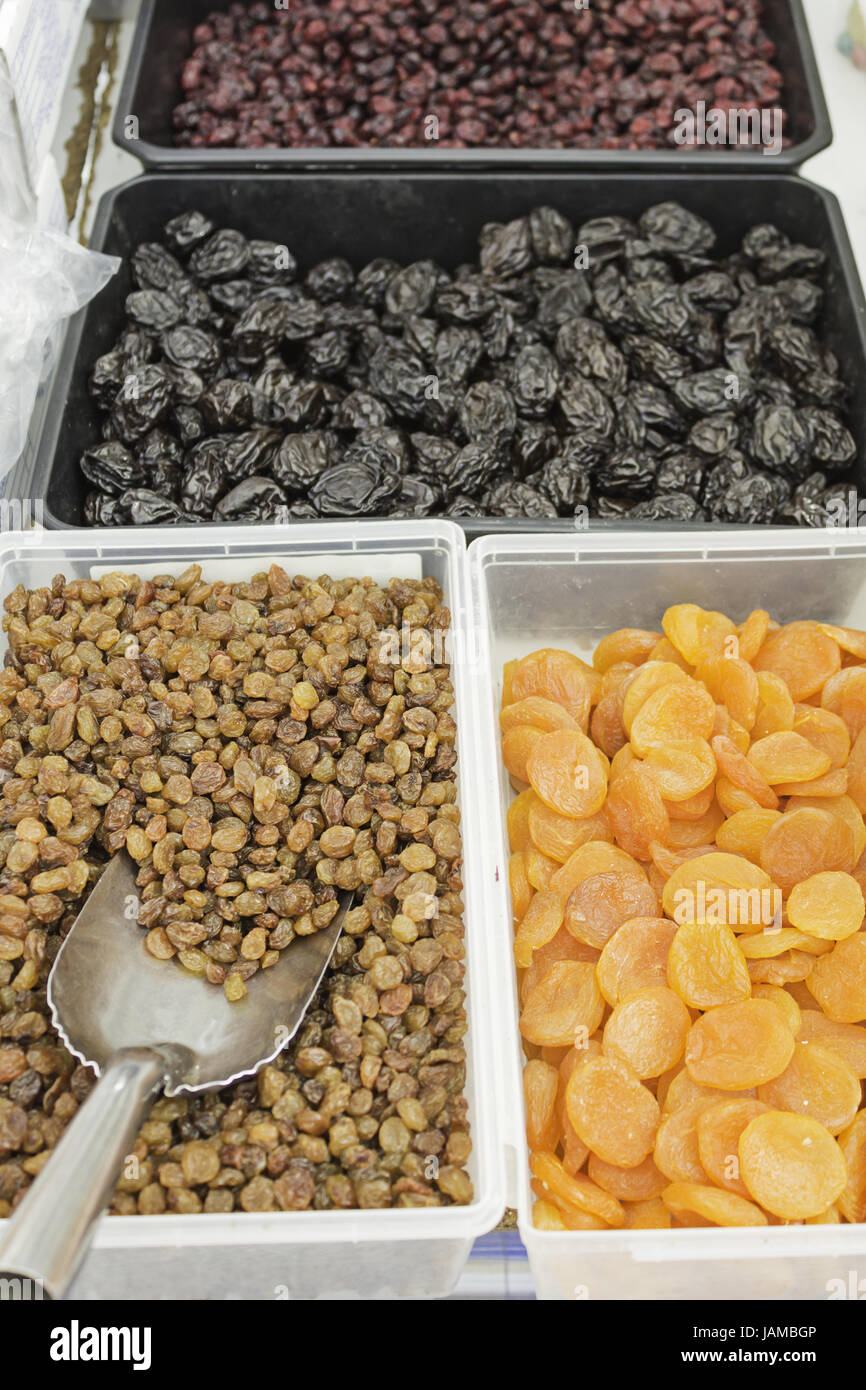Dried Fruit Market in feed store, sweet Stock Photo - Alamy
