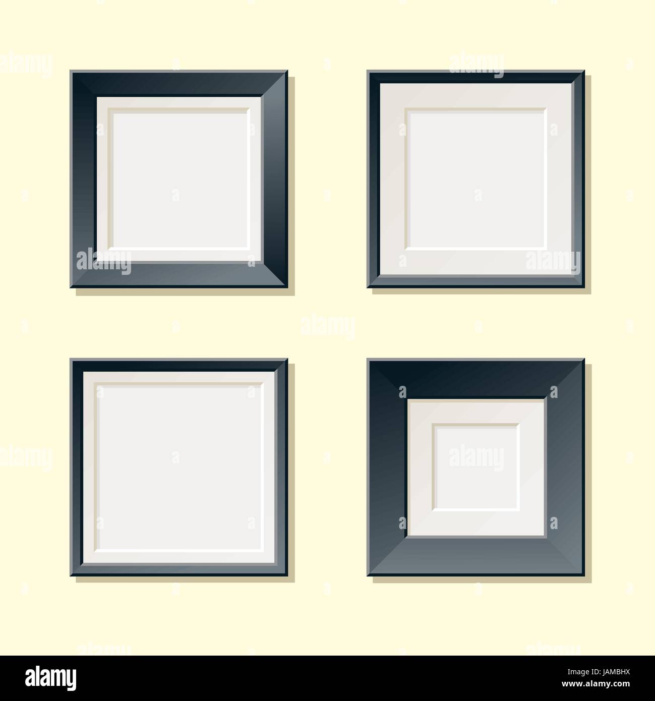 Set of four square, classic picture frames with different widths Stock ...