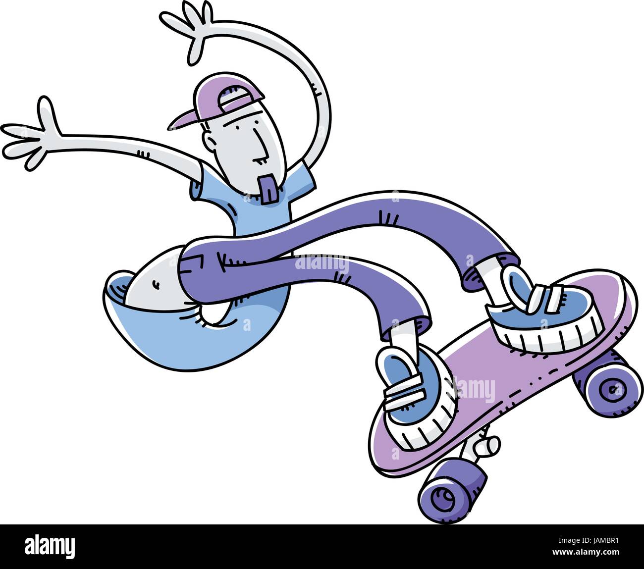 A young cartoon man does stunts on a skateboard Stock Vector Image ...