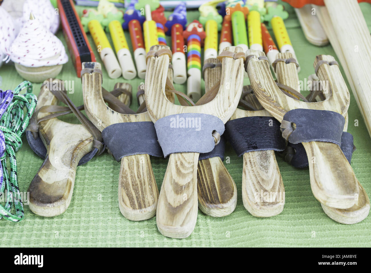 Slingshot wooden handicrafts market, purpose and fun Stock Photo - Alamy