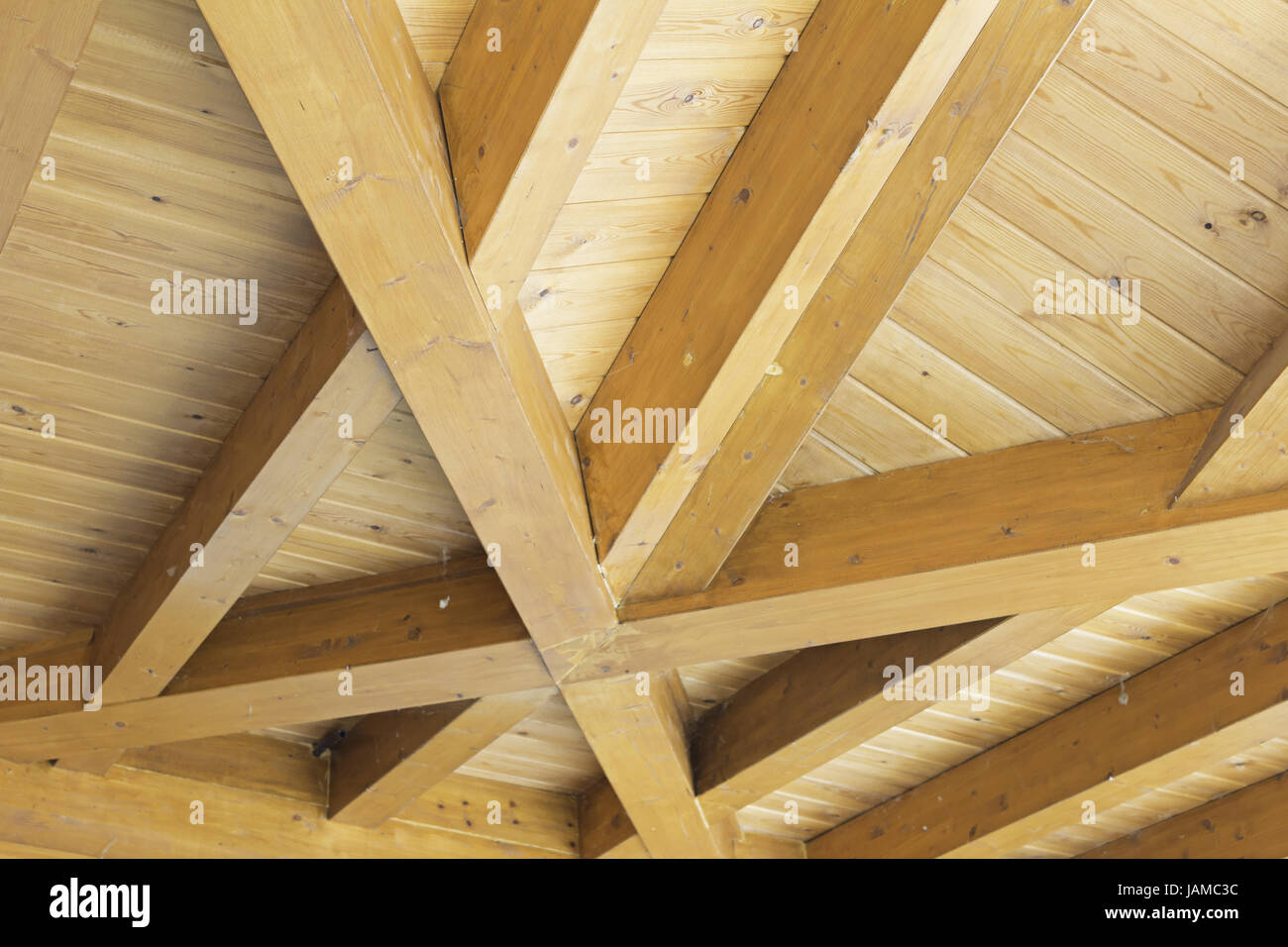 Hardwood structure on the roof of a house, decoration and construction ...