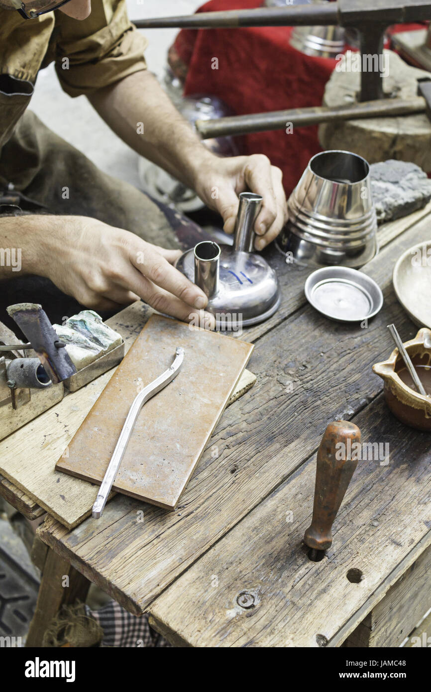 Tinplate worker object making crafts market, professional Stock Photo ...