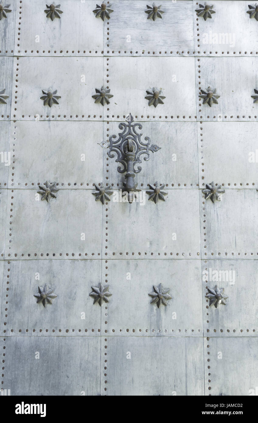 Bright door entry metallic decorations in building construction Stock ...