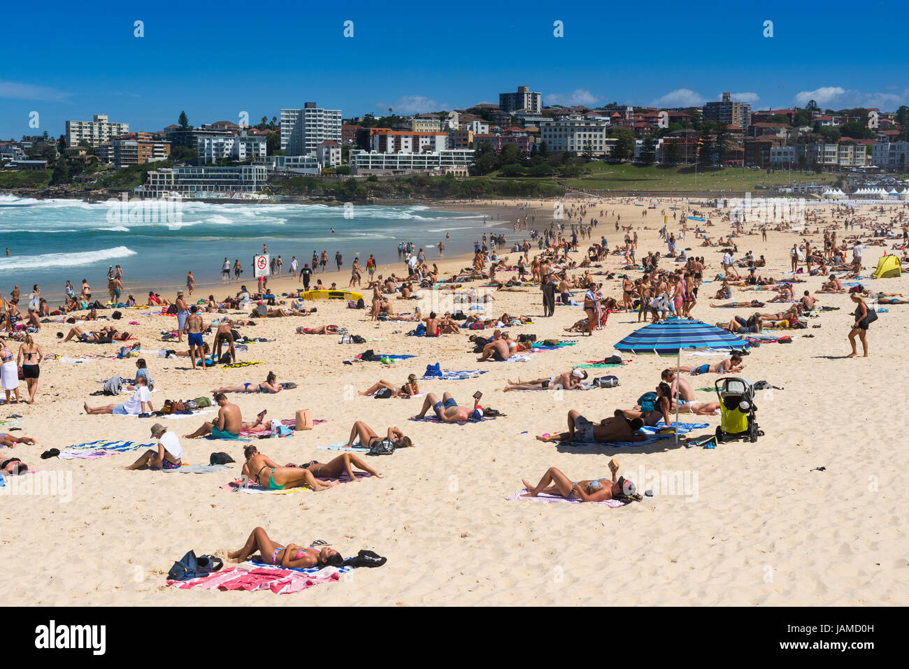A crowded Bondi beach on a summer's day. Sydney, NSW. Australia Stock ...