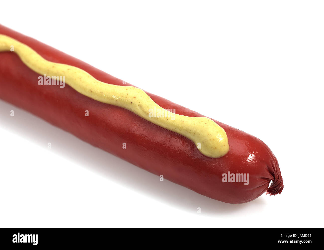 Small sausages,mustard,white background Stock Photo - Alamy