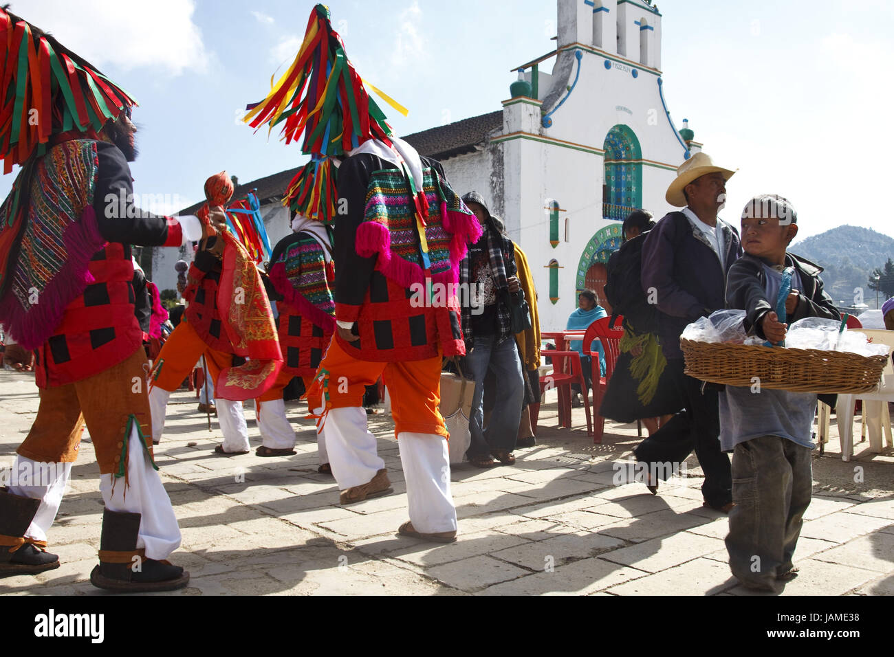 Mexico,Chiapas,San Juan Chamula,carnival,men,Maya,Monos,dance,music ...