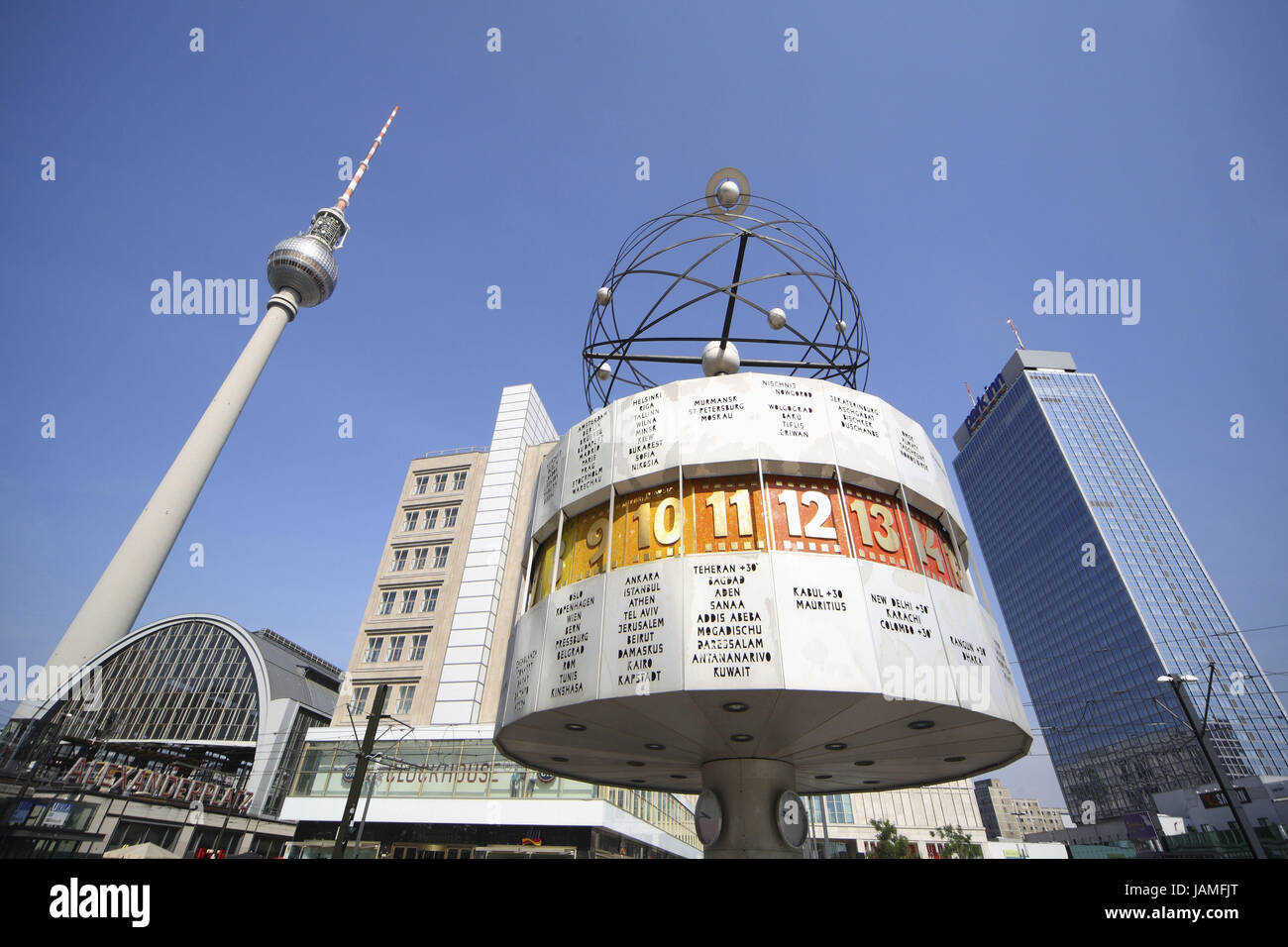 Germany,Berlin,Alexander's square,park Inn hotel,world time clock Stock ...