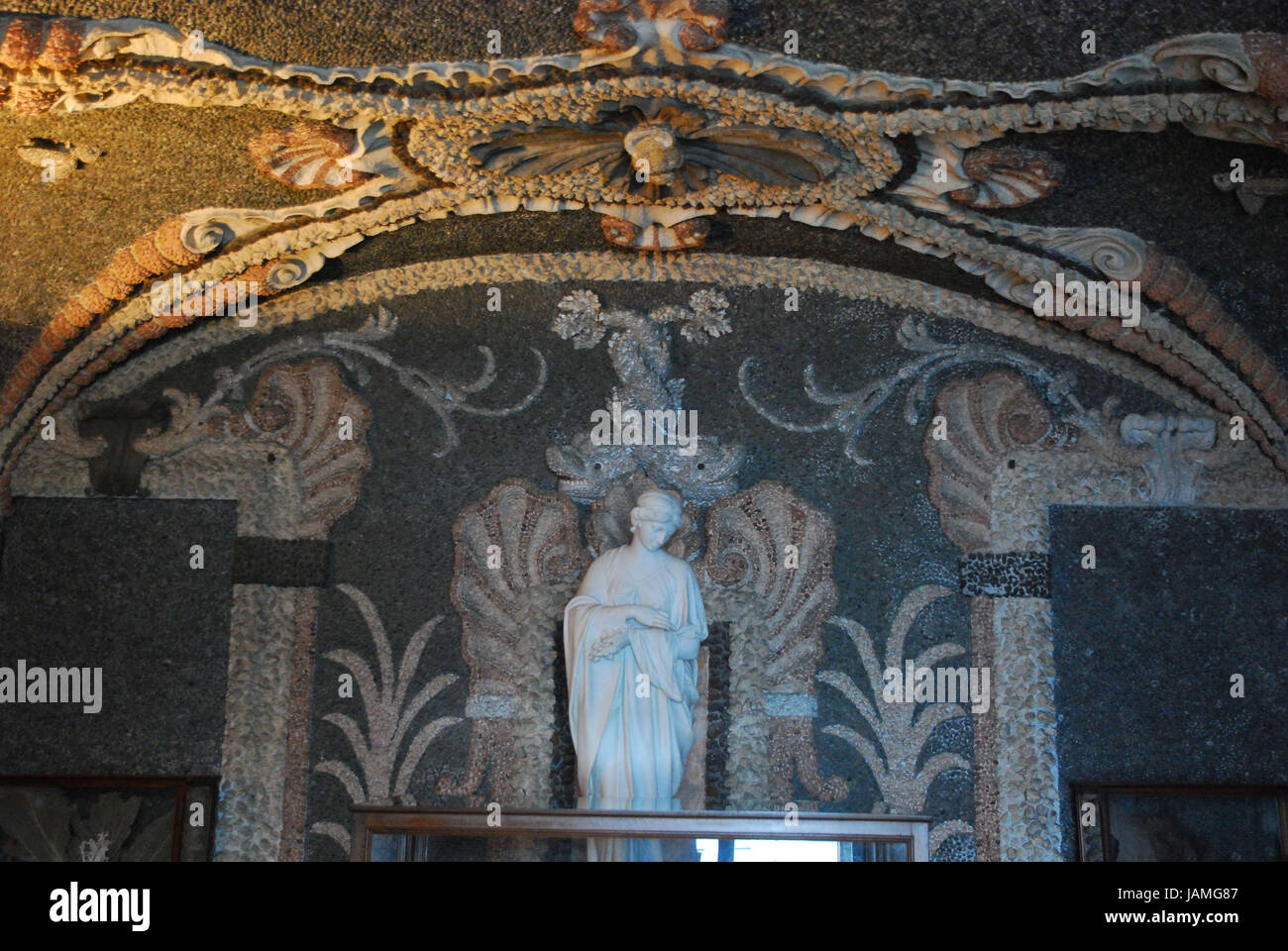 Italy,Piedmont,Lago Maggiore,Stresa,Isola Bella,lock,grotto,statue ...