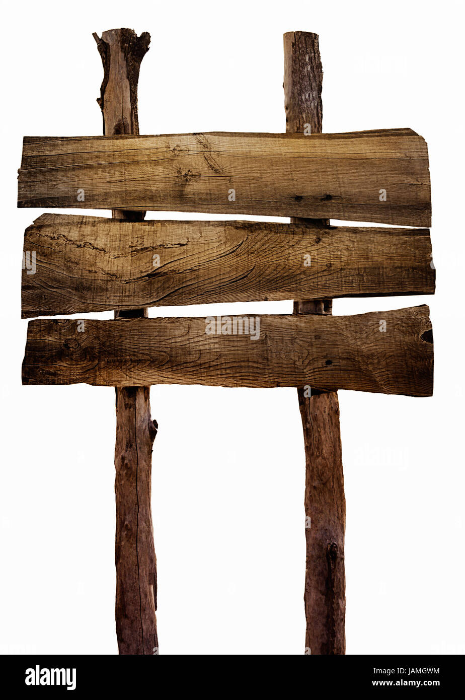 Wooden sign isolated on white. Wood old planks sign Stock Photo - Alamy