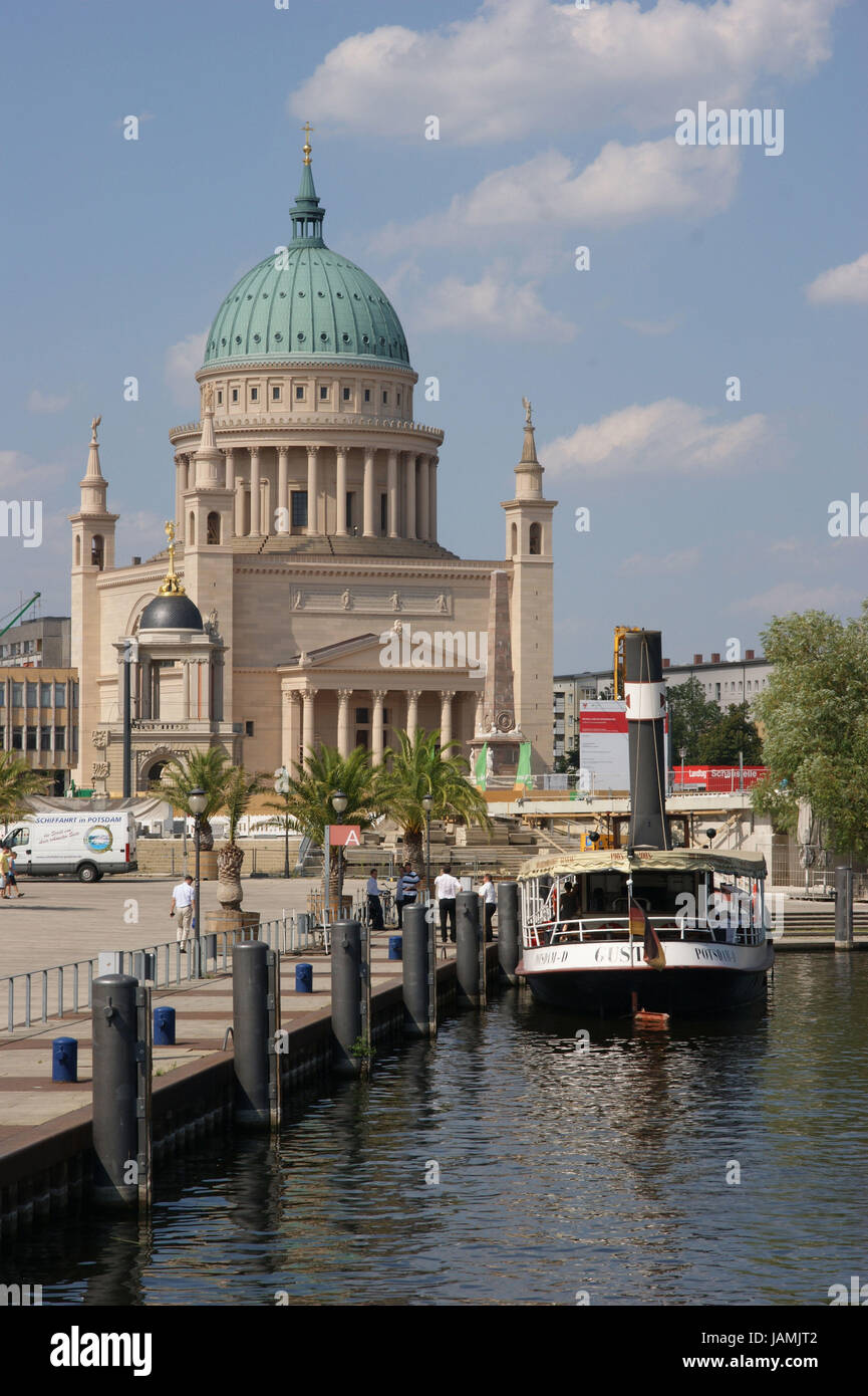 Germany,Brandenburg,Potsdam,Nikolaikirche,Havel,landing stage,old ...