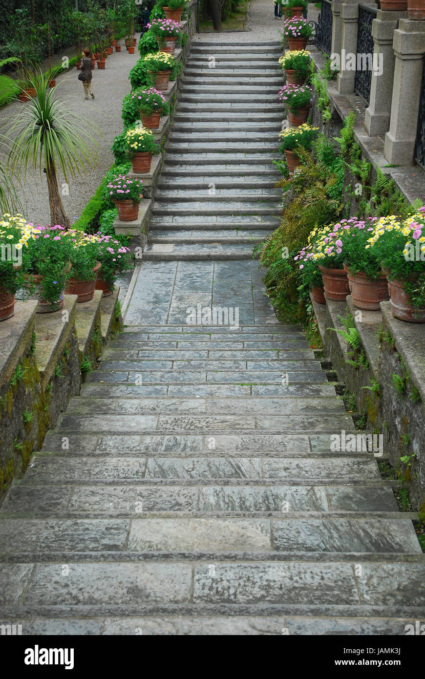 Italy,Piedmont,Isola Bella,stone stairs,floral decoration Stock Photo ...