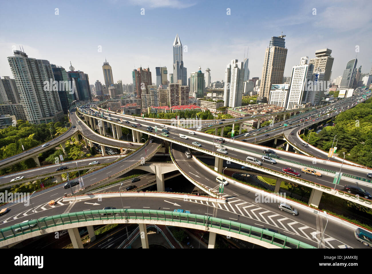 China,Shanghai,streets,highway,Yannan Lu,Chengdu Lu Stock Photo - Alamy